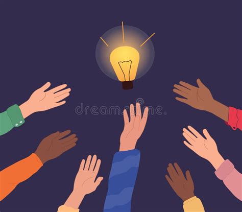 The Concept Of Finding Brilliant Raised Arms Light Bulbwork On A Brilliant Idea Brainstorming