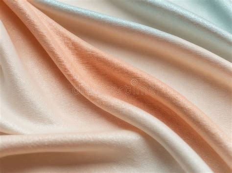 Abstract Pastel Fabric Texture Soft Flowing Peach Orange And Blue Shimmering Waves Stock Image