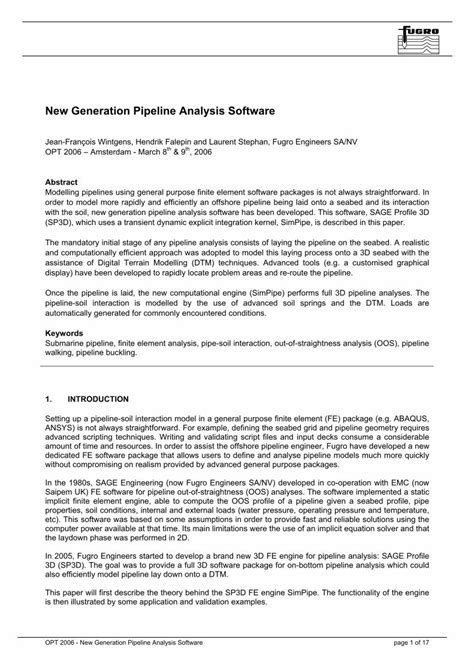Pdf New Generation Pipeline Analysis Software Sage · Pdf Fileopt