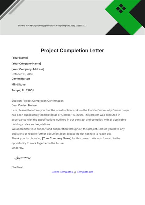 Project Completion Letter Format Project Completion Certificate