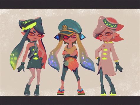 Safebooru 3girls Agent 3 Splatoon Agent 3 Splatoon 3 Bellhenge Black Hair Callie Splatoon