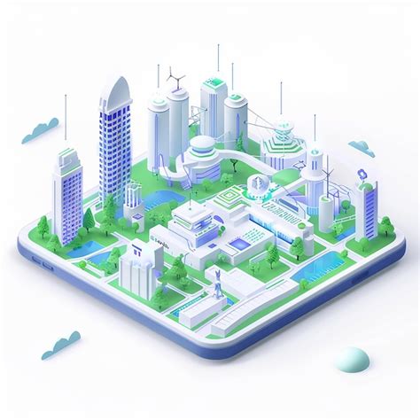 A Simple Icon Design A Gis Map Of Urban Planning With A 3d Equidistant