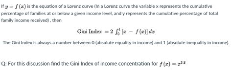 Solved If Y F S Is The Equation Of A Lorenz Curve In A Chegg Com