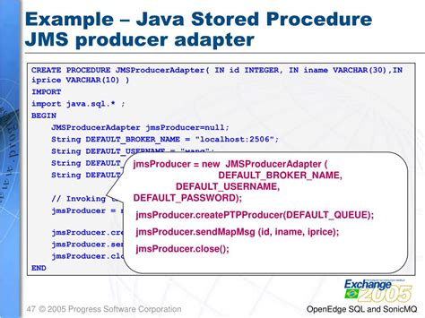PPT OpenEdge SQL SonicMQ Using JMS With SQL Applications
