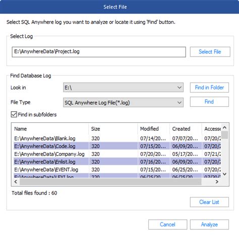 Stellar Log Analyzer For Sql Anywhere 2 Windows Standard En Select Or Find Sql Anywhere Log File