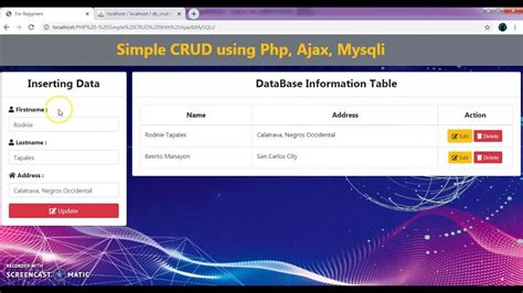 Simple Crud Using Ajax Php Mysqli Function Youtube