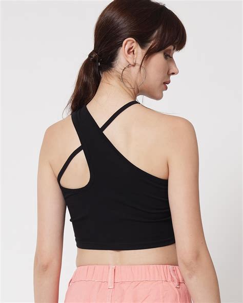 Buy Womens Black Slim Fit Crop Top For Women Black Online At Bewakoof