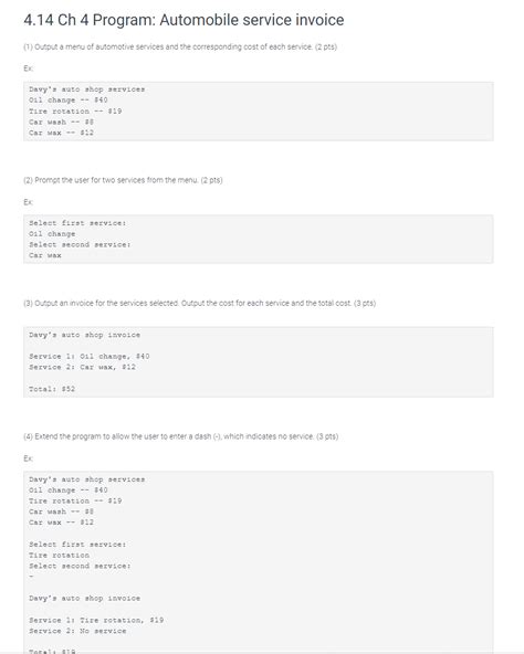 Solved 4 14 Ch 4 Program Automobile Service Invoice 1 Chegg