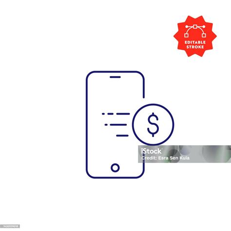 휴대 전화 회선 아이콘 디자인에서 편집 가능한 스트로크로 송금 이체에 대한 스톡 벡터 아트 및 기타 이미지 이체 컴퓨터 그래픽 Brand Name Mobile