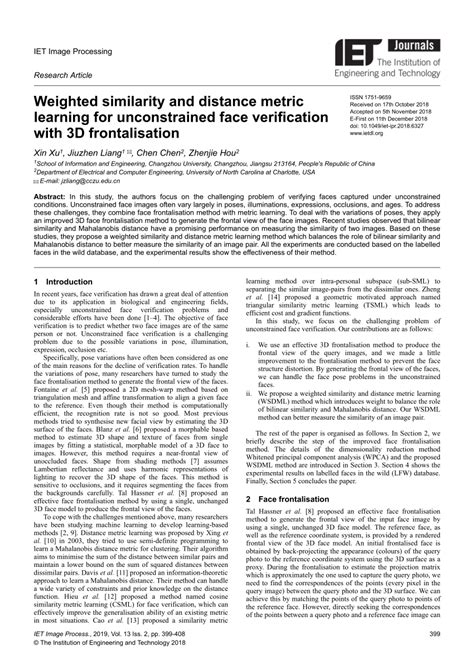 Pdf Weighted Similarity And Distance Metric Learning For