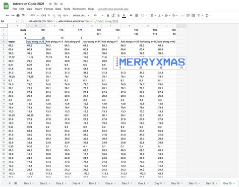 2021 Day 13 Google Sheets Spreadsheet Doing Its Job R Adventofcode