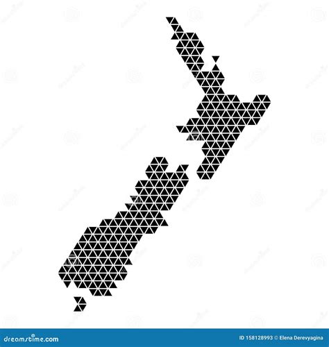 new zealand map abstract schematic from black triangles repeating pattern geometric background