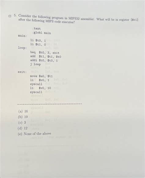 solved 5 consider the following program in mips32