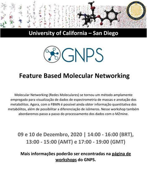 Workshop em GNPS Feature Based Molecular Networking FBMN Laboratório de Química de Micro