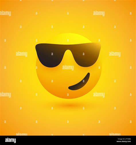 Smiling Emoji With Sunglasses On Yellow Background Vector Design Stock Vector Image And Art Alamy