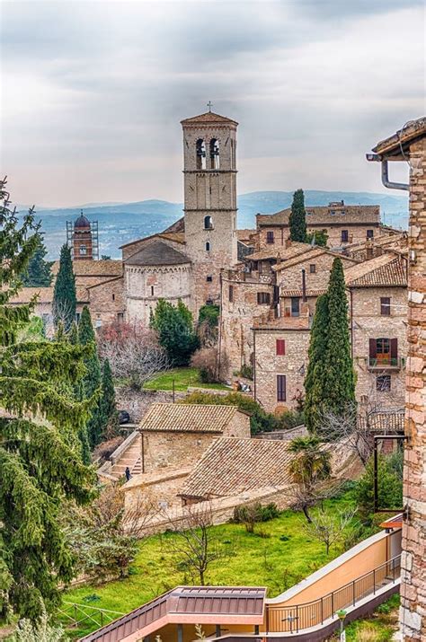 Scenic View Of The Medieval Town Of Assisi Umbria Italy Stock Image