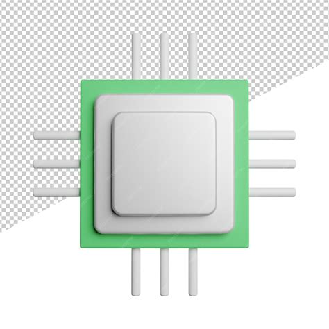 Premium Psd Processor Cpu Component Front View 3d Icon Rendering
