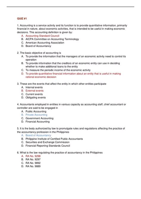 Conceptual Framework And Accounting Standards Cfas Quiz Compilation Philippines Complete