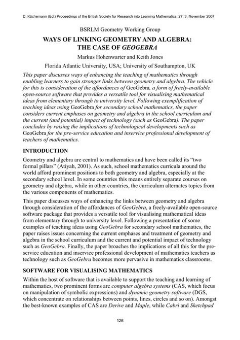 Pdf Ways Of Linking Geometry And Algebra The Case Of Geogebra Dokumen Tips