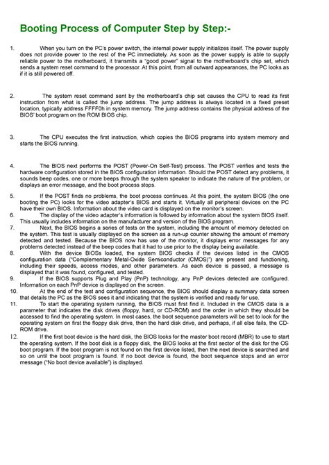 Booting Sequence Booting Process Of Computer Step By Step When You Turn On The Pcs Power