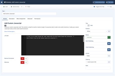 Add Custom Javascript Joomla Plugin