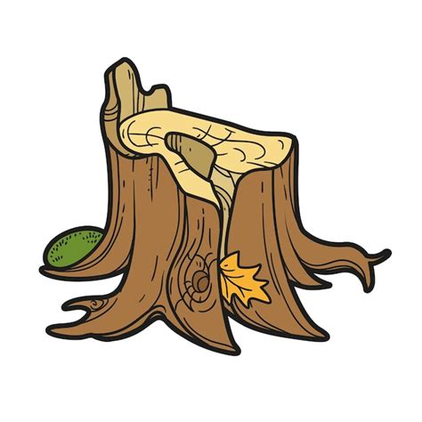 흰색 배경에 격리된 페이지를 색칠하기 위한 색상 변형 내부의 오래된 그루터기 프리미엄 벡터