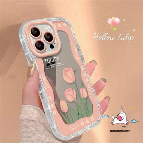 Romantic Tulip Frame Floral Luxury Make Up Mirror Case For Oppo A18 A60