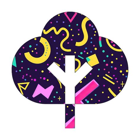 Premium Photo Image Icons Tree Deciduous Purple 80s Pattern Style