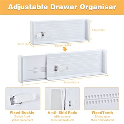 HOMTOO 4 Pack Adjustable Drawer Dividers Expandable Adjustable Dresser Separators Kitchen