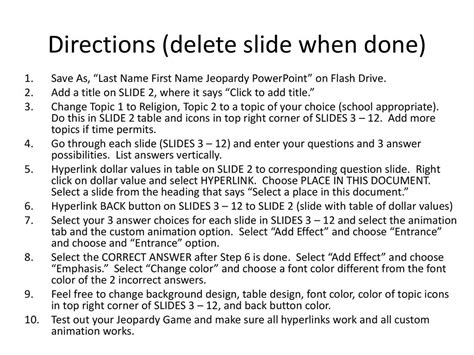 Directions Delete Slide When Done Ppt Download