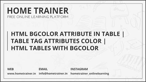 Html Bgcolor Attribute In Table Table Tag Attributes Color Html