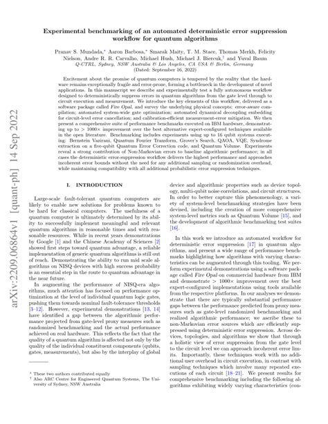 Pdf Experimental Benchmarking Of An Automated Deterministic Error
