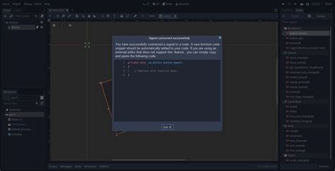 Show Generated Code Snippet After The Signal Connection Dialog Issue Godotengine Godot