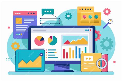 Premium Vector Desktop Computer Screen Displaying Website Analytics