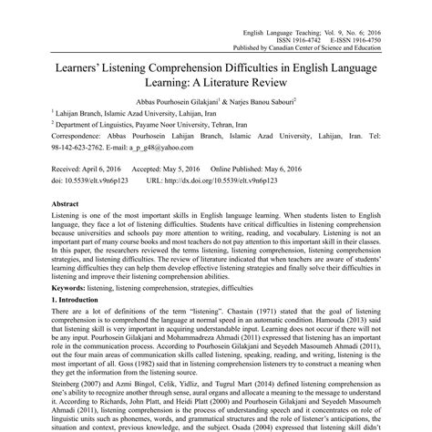 learners listening comprehension difficulties in english language pdf docdroid