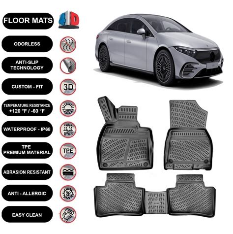 Floor Mats Liner Fits Mercedes Benz Eqs Electric 2021 2024 Waterproof