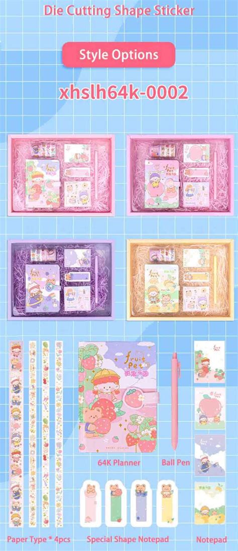 Custom Stationery Notebook Sets With Stickers Tape Pad Full Color Print