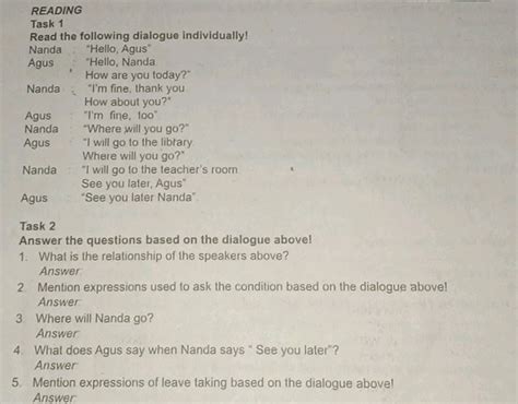READING Task 1 Read The Following Dialogue StudyX