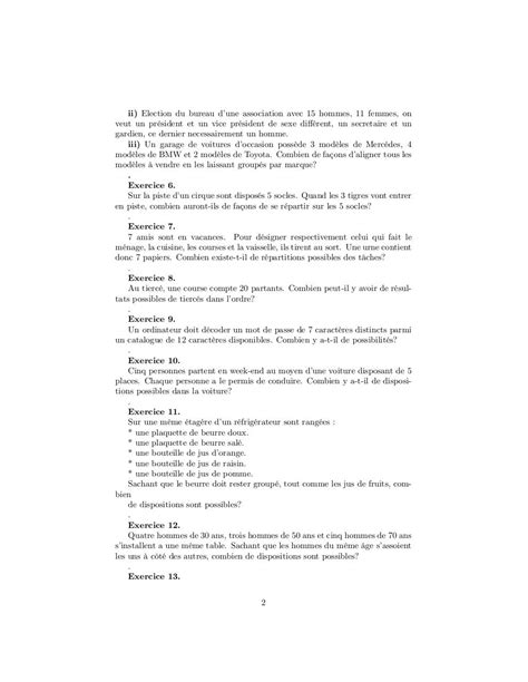 Analyse Combinatoire Exercices Fichier Pdf