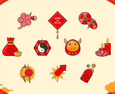 Chinese New Year Icon Set Vector Art Graphics Freevector