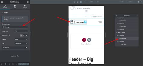 Konstruktion Elementor Theme How To Edit The Header Section Elementor Builder Themes
