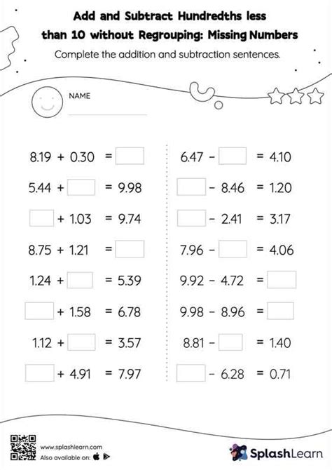 Add And Subtract Hundredths Less Than 10 Without Regrouping Missing