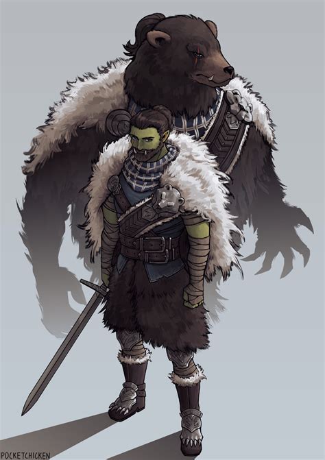 Artstation Half Orc And His Bear Form Jimi S Pocketchicken Female Character Concept