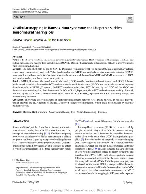 Vestibular Mapping In Ramsay Hunt Syndrome And Idiopathic Sudden