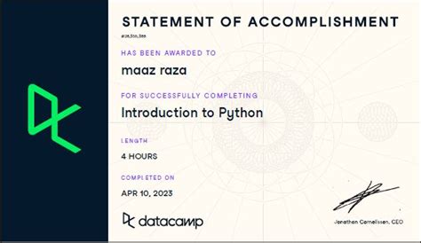 finished introduction to python course on datacamp maaz raza posted