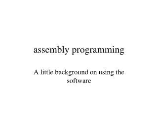 PPT Chapter 4 Advanced Assembly Programming PowerPoint Presentation
