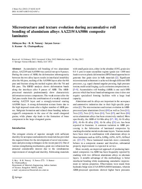 Pdf Microstructure And Texture Evolution During Accumulative Roll Bonding Of Aluminium Alloy