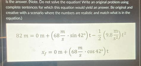 Solved I Note Do Not Solve The Equation Write An Original Chegg