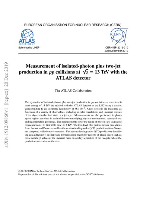 Pdf Measurement Of Isolated Photon Plus Two Jet Production In Pp