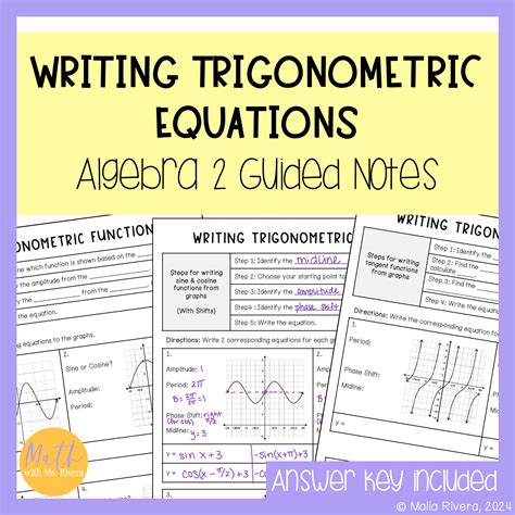 Writing Trig Equations From Graphs Guided Notes For Algebra Trigonometry Made By Teachers
